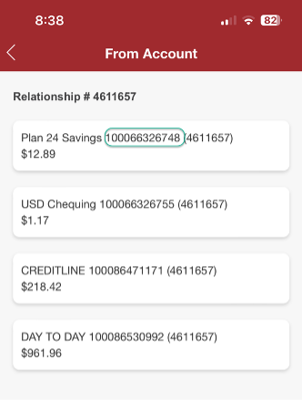 What's the number beside each of my financial accounts? - Learning Hub